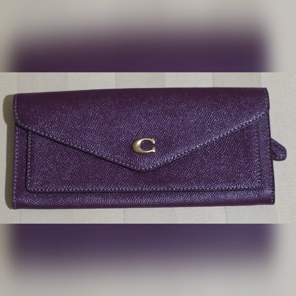 Coach | Bags | Nwt Coach Purple Leather Wallet With Goldtone Hardware ...